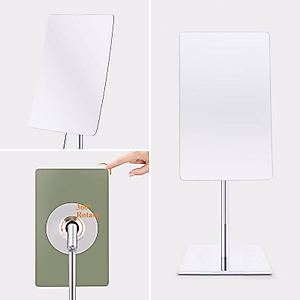 GURUN Frameless Rectangle Tabletop Vanity Mirror Single Side Adjustable Easy Positioning 5X Magnification 304 Stainless Steel Chrome Finish 2234（Chrome,5X