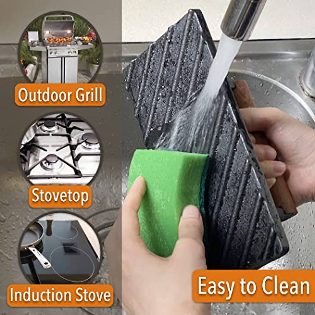 UNCO- Cast Iron Grill Press, 8.5 x 4.1 Inch, 2.6 lbs, Burger Press for Griddle, Sandwich Press, Bacon Press for Griddle, Griddle Press, Meat Press Cast Iron, Hamburger Press for Griddle