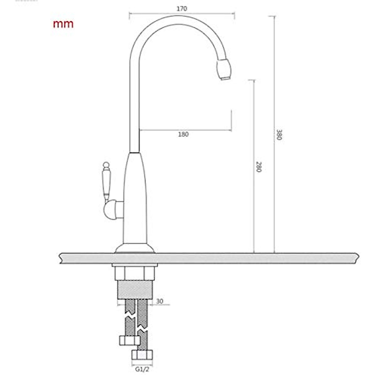 Bathtub Faucet Antique Brass Kitchen Faucet Retro Brushed Kitchen Water Tap 360 Degree Rotation Sink Tap Single Lever Mixer Tap Kitchen Sink Faucet Made of Brass
