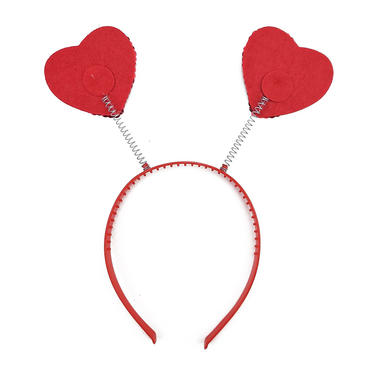 Heart Headband Cupid Headband Sequin Love-shaped Cupid Headpiece Heart Ears Headband Heart Headpiece Cupid Ears Valentine Head Boppers Valentine Day Accessories for Halloween Party Red Cupid Costume
