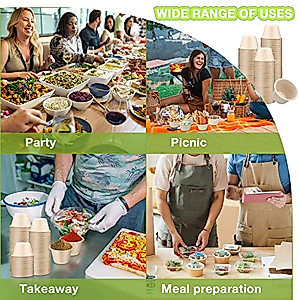 Romooa 300 Pieces Bagasse Fiber Souffle Cups Mini Paper Disposable Condiment Food Sample Small Sauce Container Portion Bowls Dipping for Snack Dessert Storage (2 oz), Beige