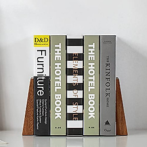 Muso Wood Book Ends, Thickened Wooden Bookends for Heavy Books, Creative Decorative Bookends for Shelves, Non-Skid Book Ends, Handmade Acacia Wood Bookends