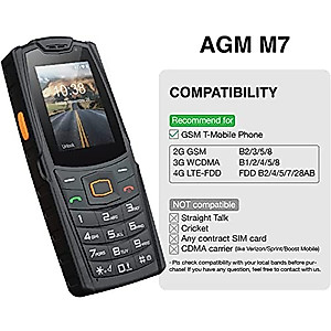 AGM M7 4G Rugged Phone, Large Button Cell Phones for Seniors, Waterproof/Drop-Proof, 2500mAh Battery, Powerful Speaker, 2.4'' Touchscreen, Dual SIM Cards, Facebook/Whatsapp/TikTok, 1GB+8GB