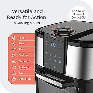 hOmeLabs 11.6 Quart XXL 8-in-1 Air Fryer Oven - Bake, Broil, Dehydrate and More - Complete Set of Dishwasher Safe Accessories Included
