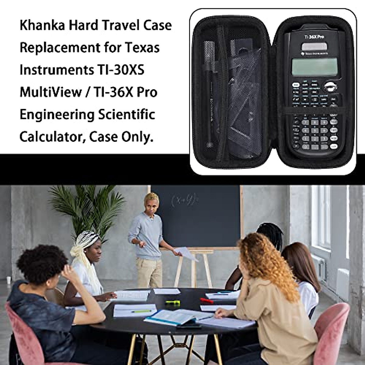khanka Hard Travel Case Replacement for Texas Instruments TI-30XS MultiView/TI-36X Pro Engineering Scientific Calculator, Case Only (Black)