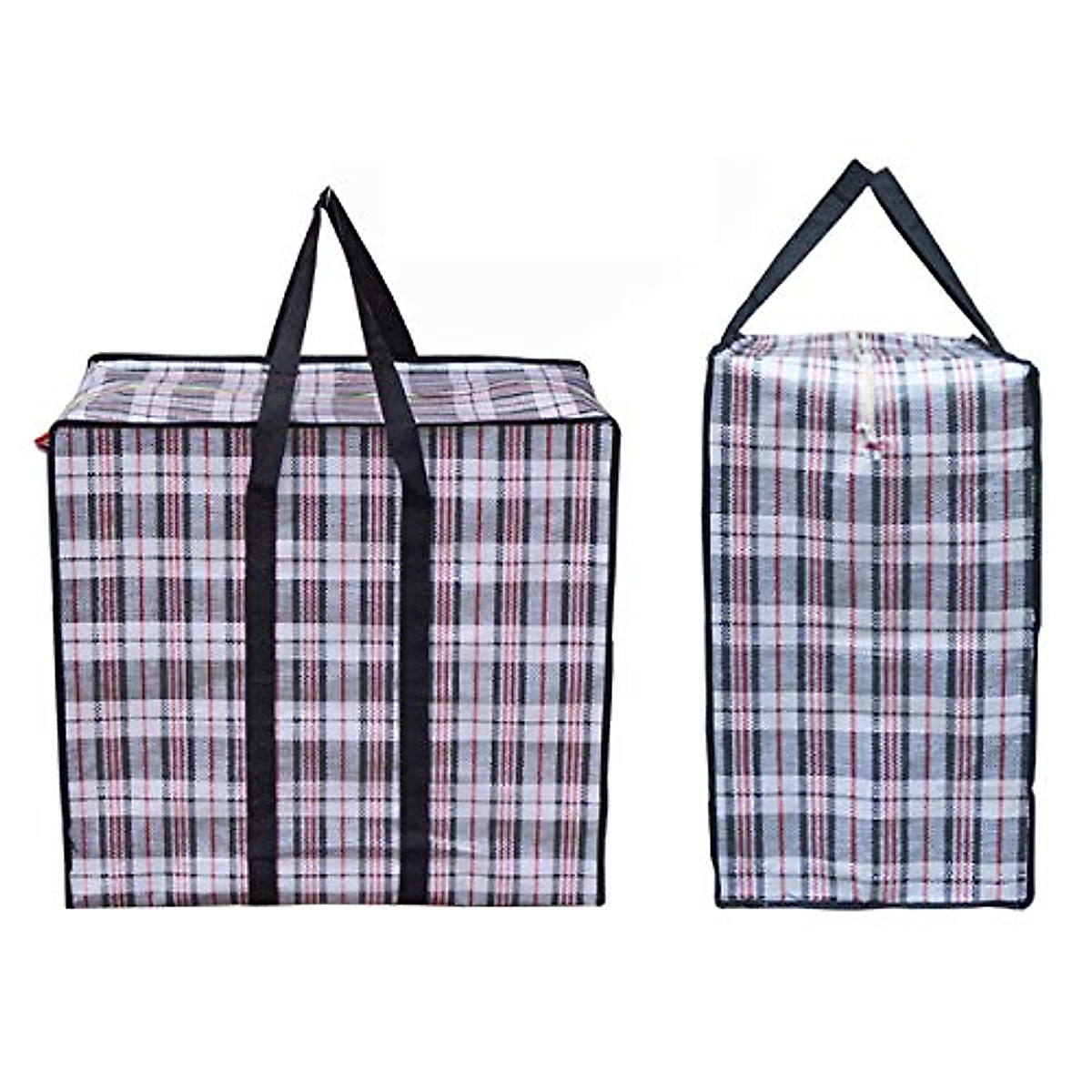 CLARA Large Checkered Storage Bag Oversized Waterproof Moving Totes Carrying Bag Luggage Bag Reusable Laundry Bag(Black, 20×20’’)