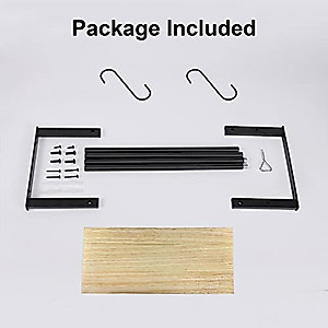 TocTen Towel Rack for Bathroom Wall Mounted, Bathroom Towel Holders with Wooden Shelf Wall Towel Rack, Bath Wall Towel Organizer for Rolled Towels, Large Towel, Washcloths, Spa, Salon（Matte Black）