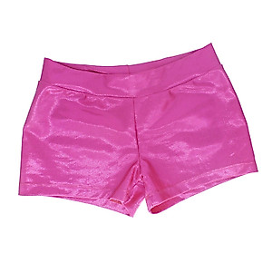 Girls Dance Short Gymnastics Athletic Shorts Sparkle Glitter Tumbling Bottoms (Rose red, 120)