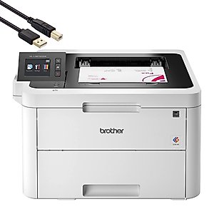 Brother HL-L3270CDW Compact Wireless Digital Color Laser Printer with NFC for Home Office - Print Only - 2.7" Color Touchscreen, Auto Duplex Print, Speed Up to 25 ppm, 250 Sheet, USB Printer Cable