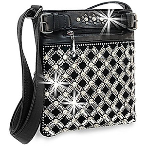 Zzfab Cross Gem Sparkle Cross Body Bag Black