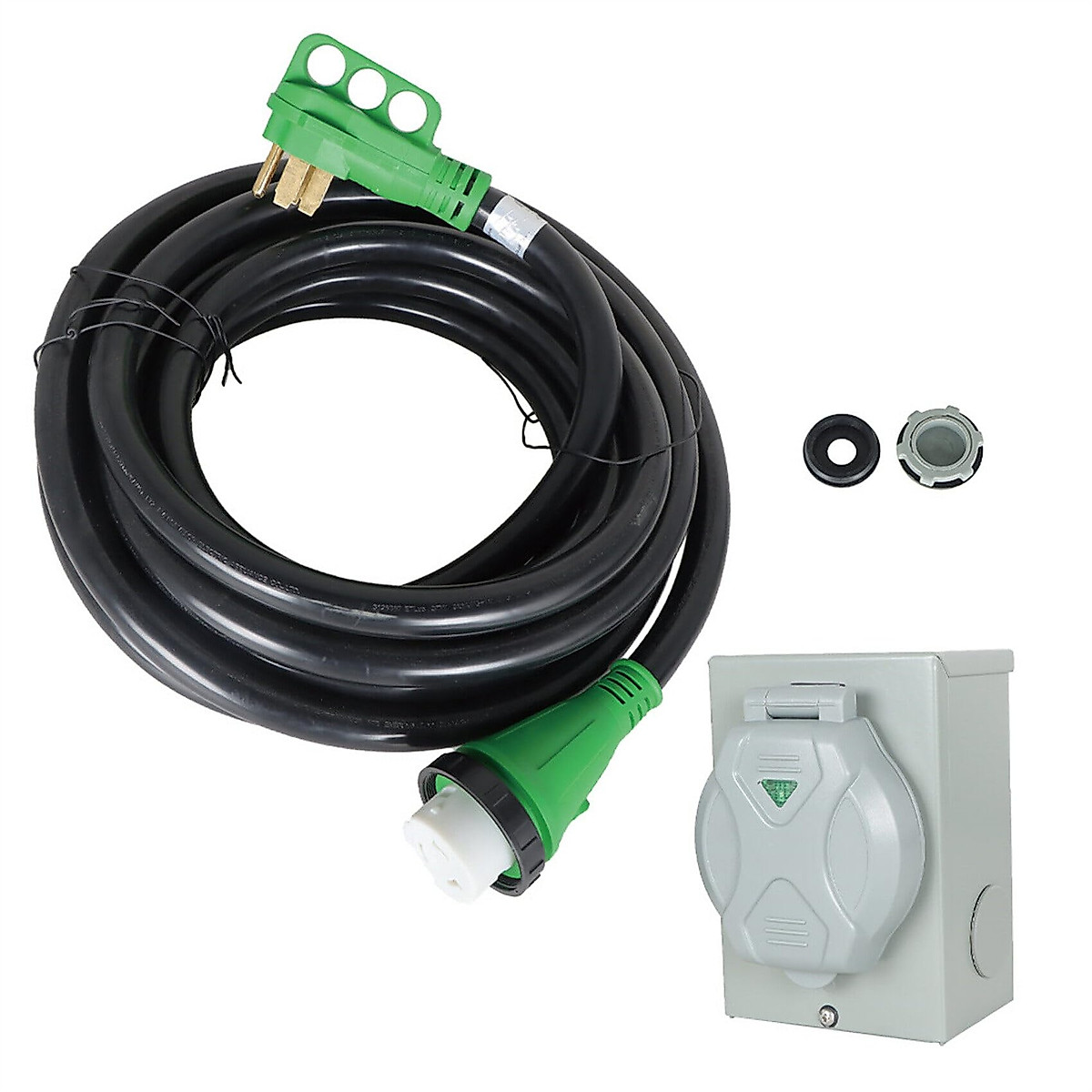 labwork 50A 30 Feet Locking RV Extension Cord & Power Inlet Box 14-50P to SS2-50R Generator Extension Cord with SS2-50P Generator Inlet