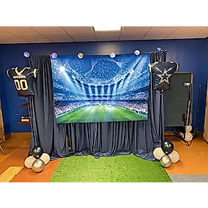 Soccer Field Backdrop Stadium Soccer Competition Fans Night Spotlight Background Adults Man Boy Birthday Party Football Match Wall Decorations Photo Shoot Props 7x5FT