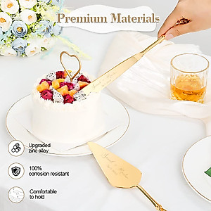 vomiceak Cake Cutting Set for Wedding, Personalized Gold Cake Knife and Server Set, Custom Cake Serving Set, Engraved Pastry Pie Server Cake Pizza Cutter, Birthday Gift for Cake Lover
