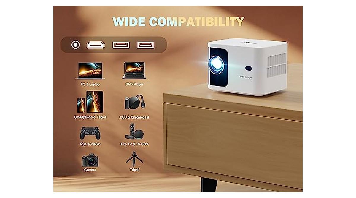 DBPOWER 5G WiFi Mini Projector - 4K & Bluetooth