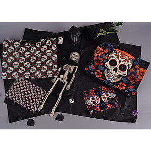 ysmile Halloween Skull Gift Bag with Wrapping Paper for Men Women 12.6" 2 Pack