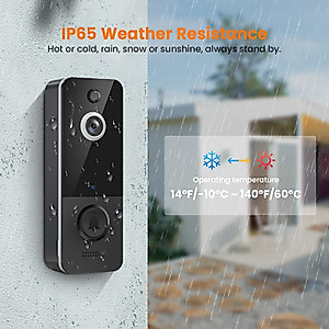 Biglory Video Doorbell Camera Wireless with Chime, AI Human Detection, 2-Way Audio, Live View, 2.4G WiFi, Night Vision, Cloud Storage, Battery Powered, Indoor Outdoor Surveillance