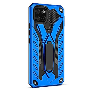 Back Case Cover Compatible with Infinix Smart 6,Military Grade Strong Two Layer PU+TPU Hybrid Full Body Case,Bracket Protective Dustproof Shockproof Cover Protective Case (Color : Jewel Blue)