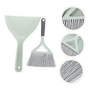 PLAFOPE 1 Set Broom Dustpan Keyboard Cleaning Brush Mini Hand Broom and Dustpan Table Cleaning Tool Mini Broom Home Cleaning Accessory Mini Cleaning Broom Cleaning Kit Plastic Green