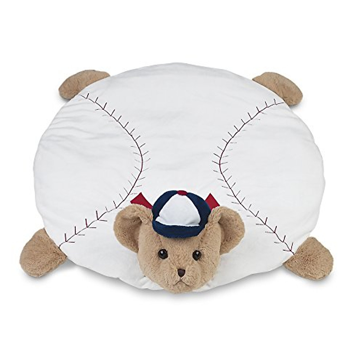 Bearington Baby Lil' Slugger Belly Blanket, Baseball Teddy Plush Stuffed Animal Tummy Time Play Mat