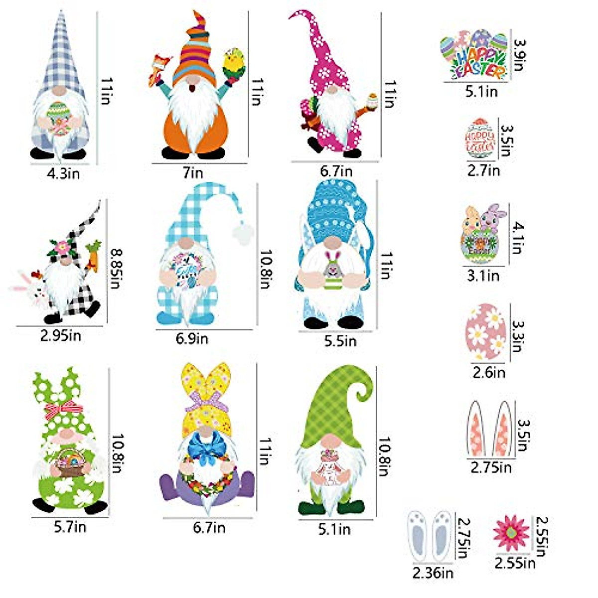 DmHirmg Easter Window Clings, Upgraded Static Easter Window Sticker, Easter Decorations Window Clings Stickers Decal,Cute Bunny Radish Eggs Carrot Decals for Kids School Office Home Glass Decals for Easter Home Party Decorations Supplies 9 Sheets