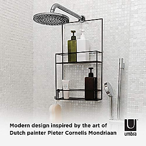 Umbra 023461-040 Cubiko Shower Caddy, Black Metal Shower Caddy Over the Shower Head