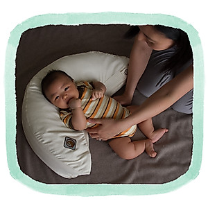 The Nesting Pillow- Organic Nursing Pillow with Washable Slipcover (Blue Truffles)