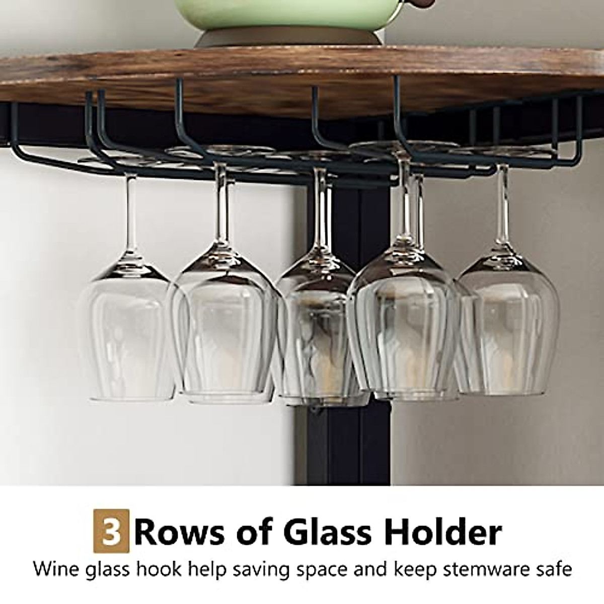 Tribesigns Corner Shelf with Glass Holder, 5 Tier Corner Bookshelf Small Bookcase Wine Bar Cabinet with Storage Display Rack for Living Room, Kitchen, Dining Room, Rustic Brown