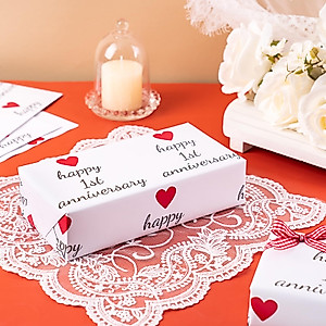 WRAPAHOLIC Anniversary Wrapping Paper Sheet - 6 Sheets 1st Anniversary Design Folded Flat for Birthday, Anniversary, Valentines Day, Party - 19.7 Inch X 27.5 Inch Per Sheet