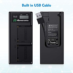 Powerextra Dual Battery Charger with USB LCD Display for Sony NP-F970 NP-F930 NP-F950 NP-F960 Battery