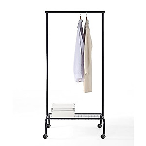 SunnyPoint Durable Compact Rolling Garment Rack with Shelf (GR-1TC, BLK)