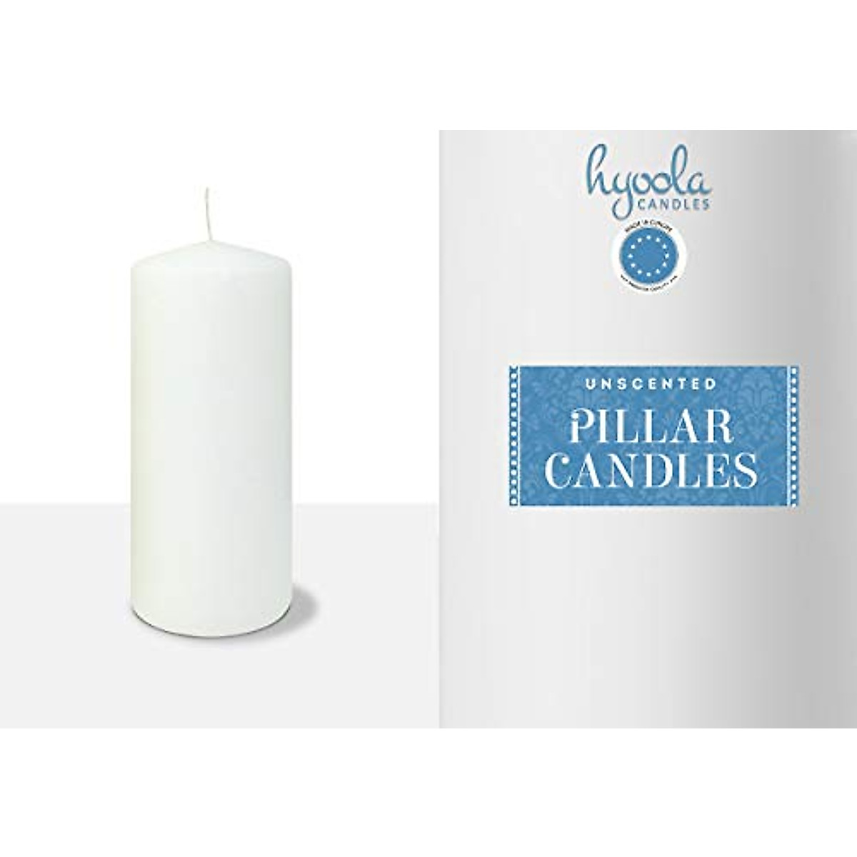HYOOLA White Pillar Candles 3x7 Inch - Unscented Pillar Candles - 6-Pack - European Made