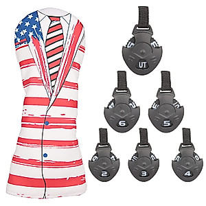 Golf Builder 4pcs/Set White Leather with Suit Design Golf Club Driver Fairway Wood Hybrid Head Covers 1 3 5 UT Covers