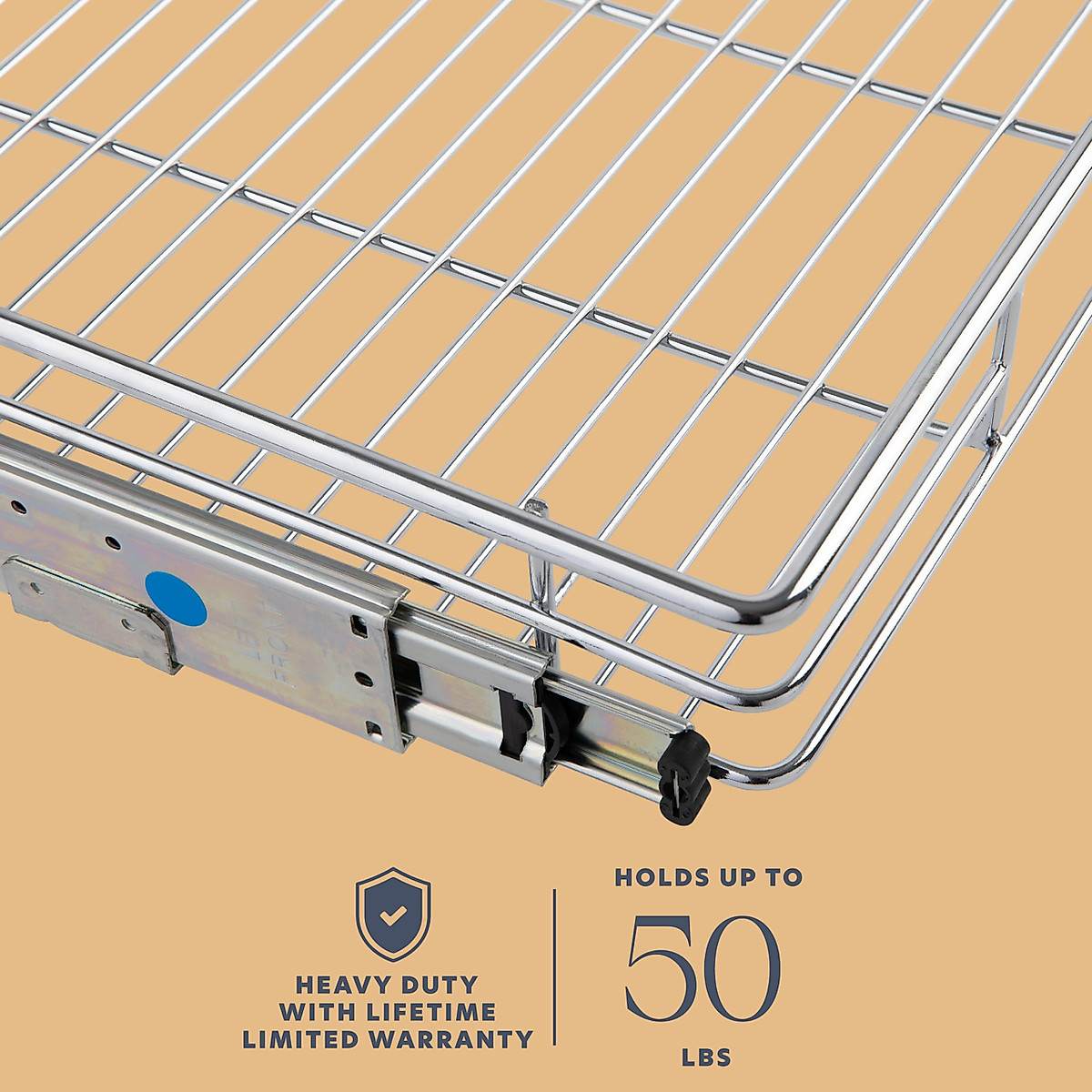 HOLDN’ STORAGE Pull Out Cabinet Organizer – Heavy Duty Anti Rust Slide Pull Out Drawers for Kitchen Cabinets – Chrome 14" W x 17" D x 3.15" H Requires at Least 15 ¼” Opening