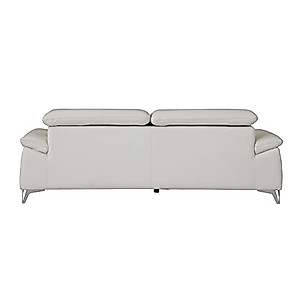 Blackjack Furniture Naples Italian Leather Adjustable Headrests, Sofa, 88", White