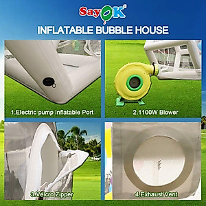 Inflatable Bubble Balloon Dome Clear Bubble Tent Decorative Inflatable Bubble House Dome for Kids Party Birthday Home Event Exhibition(10ft Dome, 6ft Tunnel)