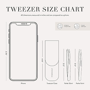 Tweezerman Petite Tweeze Set with Travel Case - Point and Slant Tweezers, Tweezers for Travel (Black Case)