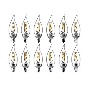 Philips LED Flicker-Free Dimmable BA11 Glass Light Bulb, 300 Lumen, Soft White Light (2700K), 3.3W=40W, 90 CRI, E12 Base, Title 20 Certified, 12-Pack