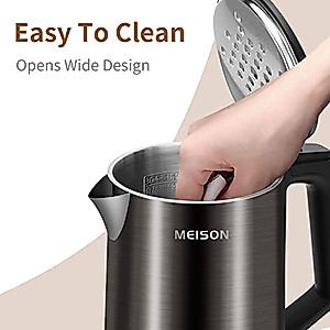 Electric Kettle Stainless Steel,1.0L Double Wall Electric Tea Kettle, Cool Touch Water Kettle & Hot Water Boiler for Boiling Water,Auto Shut-Off & Boil-Dry Protection,120V, 2 Year Warranty, Blue