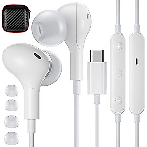 USB C Headphones for Samsung S23 S22 Ultra,Magnetic HiFi Stereo USB Type C Earphones Wired Earbuds with Mic Noise Isolation for iPad Pro iPad Air 5 4 Mini 6 Galaxy S21 S20 Flip Pixel 7 6 6a OnePlus 10