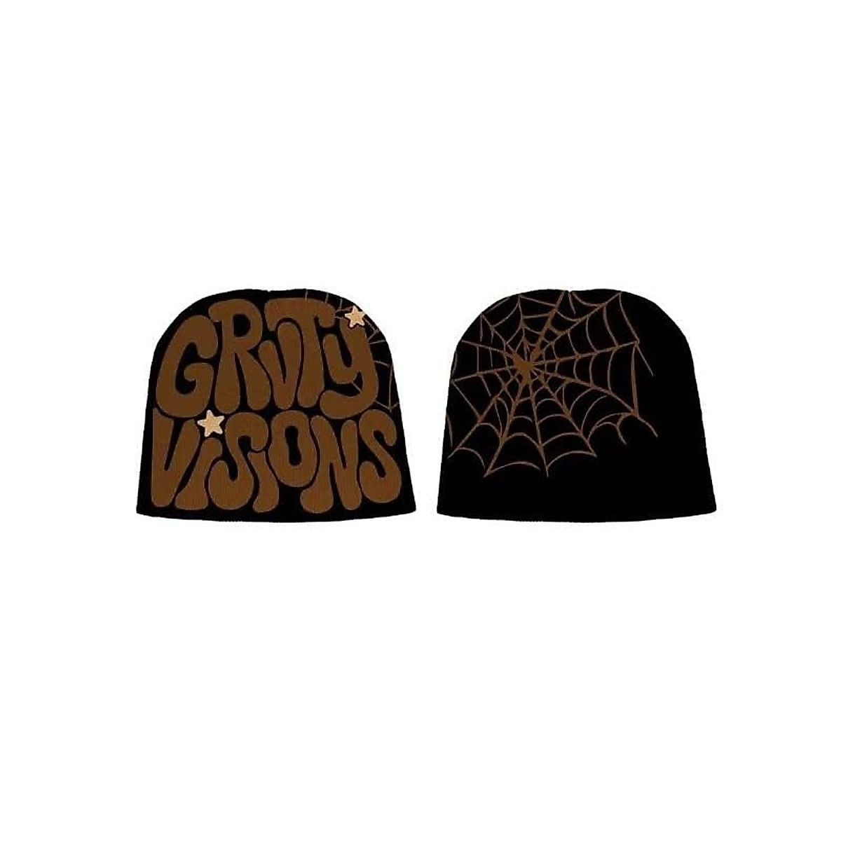 Pooyikoi Knitting Hat Men Women Quality Cap Warm Cap Harajuku Beanie Gothic Spider Pattern Wool Acrylic Y2k Knitted Hat Black Brown