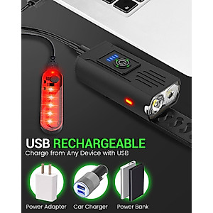 Victoper Bike Light, High Lumens Super Bright Bicycle Light, 6+4 Modes USB Rechargeable Bike Headlight & Tail Light Set, Waterproof Safety Bike Front & Rear Light for Road, Mountain, Night Riding