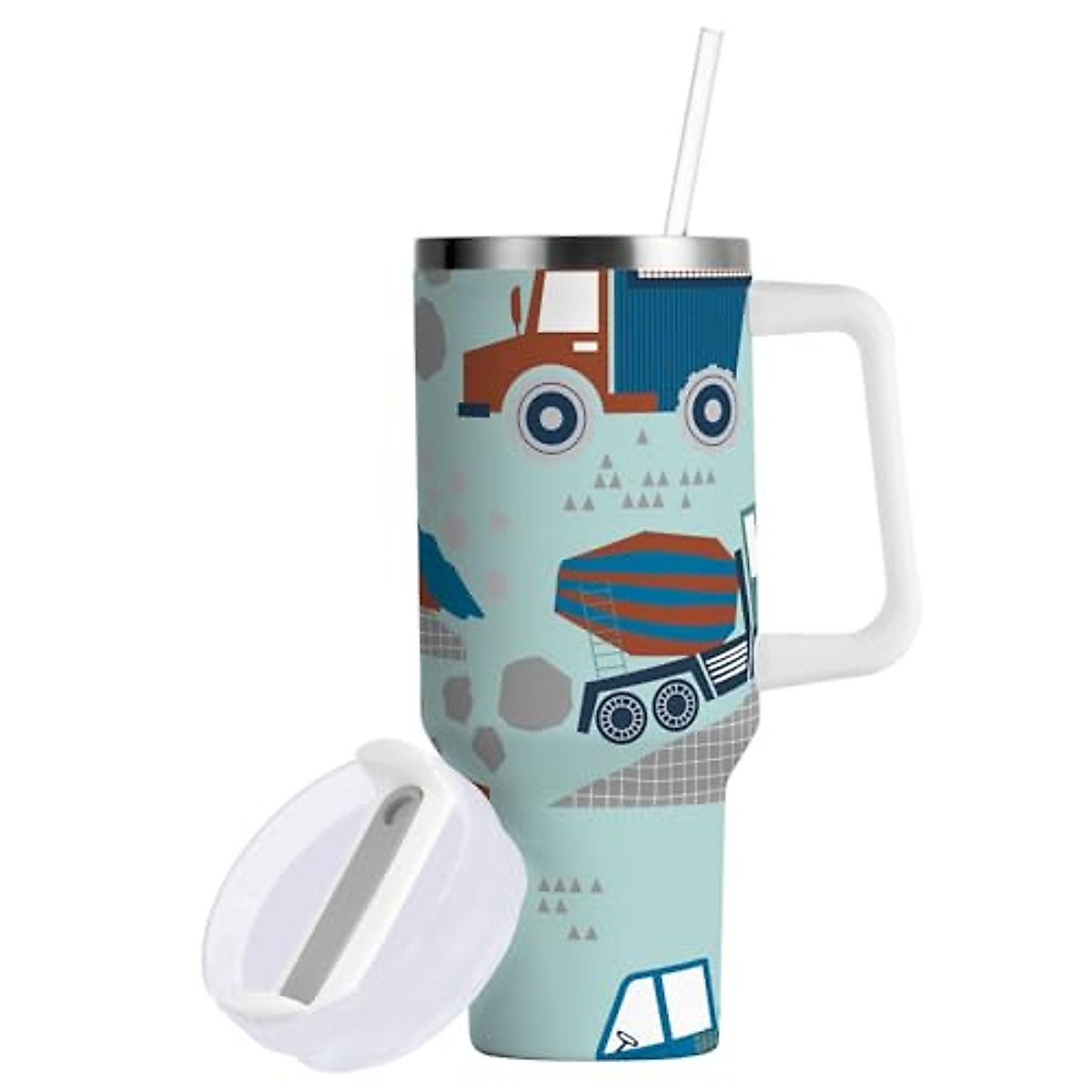 ARGTILDN 30 oz Tumbler Excavator Crane Tractor Insulated Travel Mug with Handle and Straw Lid Stainless Steel Vacuum Coffee Cup Tea Beverage Container Water Bottles for Car Sports office