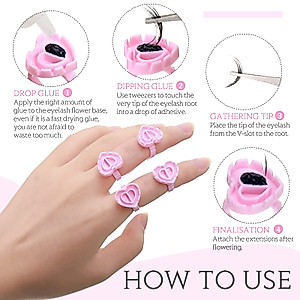 1000 Pcs Glue Rings for Eyelash Extensions Disposable Lash Glue Rings for Beauty Salons Lash Glue Holder Lash Fanning Glue Cups Eyelash Extension Supplies (Heart Style)