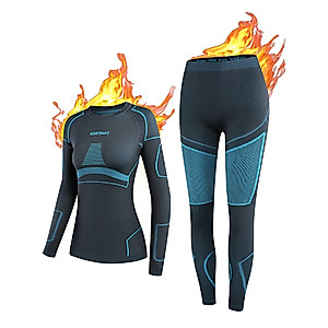 NOOYME Thermal Underwear for Women Long Johns for Women, Base Layer Women Black-blue