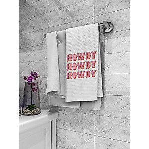 Dibor Hot Pink Preppy Howdy Kitchen Towels Dish Towels Dishcloth,Hot Pink Preppy Decorative Absorbent Drying Cloth Hand Towels Tea Towels for Bathroom Kitchen,Teen Girls Gifts