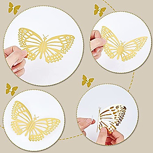 CHGCRAFT 160Pcs 5Styles Bouquet Wedding Corsages Pins 3D Gold Butterfly Wall Decor Include 100Pcs Head Pins 60Pcs 3D Gold Removable Butterfly Sticker for Birthday Party Wedding Garland