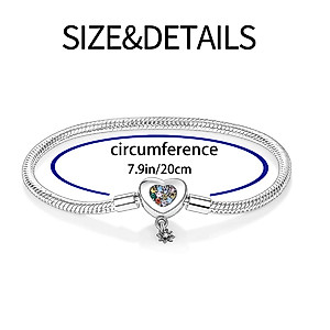 KUNSIR 925 Sterling Silver Palm Clasp Snake Chain Bracelet Basic Charm Bracelets Fit Any PDL Charm, with for Teen Women