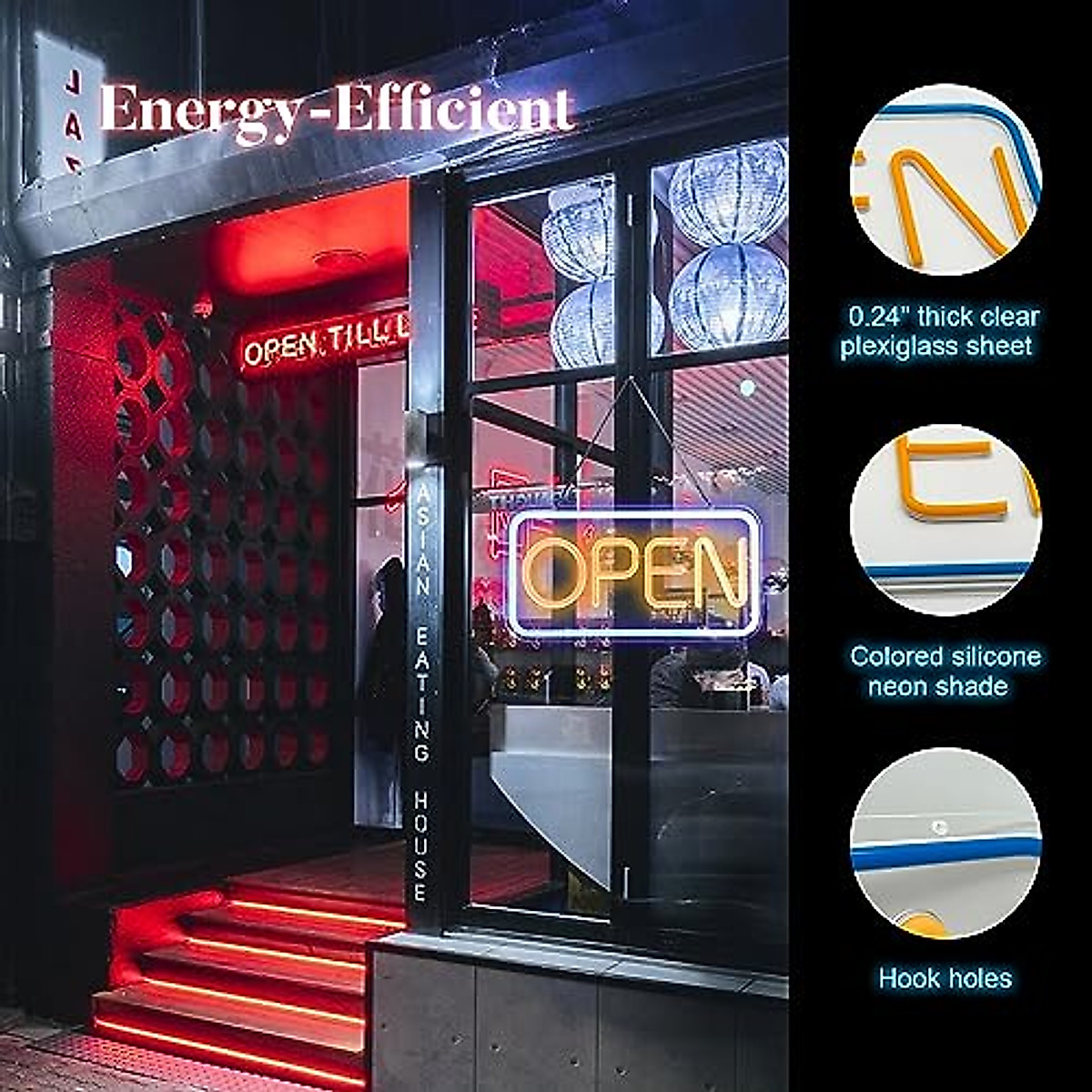 Hujemama Open Signs for Business, In operation16x9 Party Neon Light, USB Powered with ON/OFF Switch, Super Bright Open Neon Light Up Sign for Window Glass Door Shop Store Club Hotel