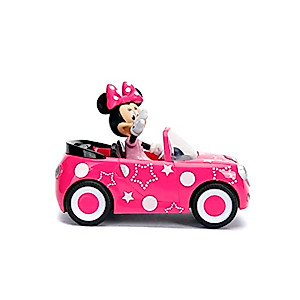 Disney Junior 7.5" Minnie Mouse Roadster RC Remote Control Car Pink 27MHz, Toys for Kids , Pink With Stars and Polka Dots