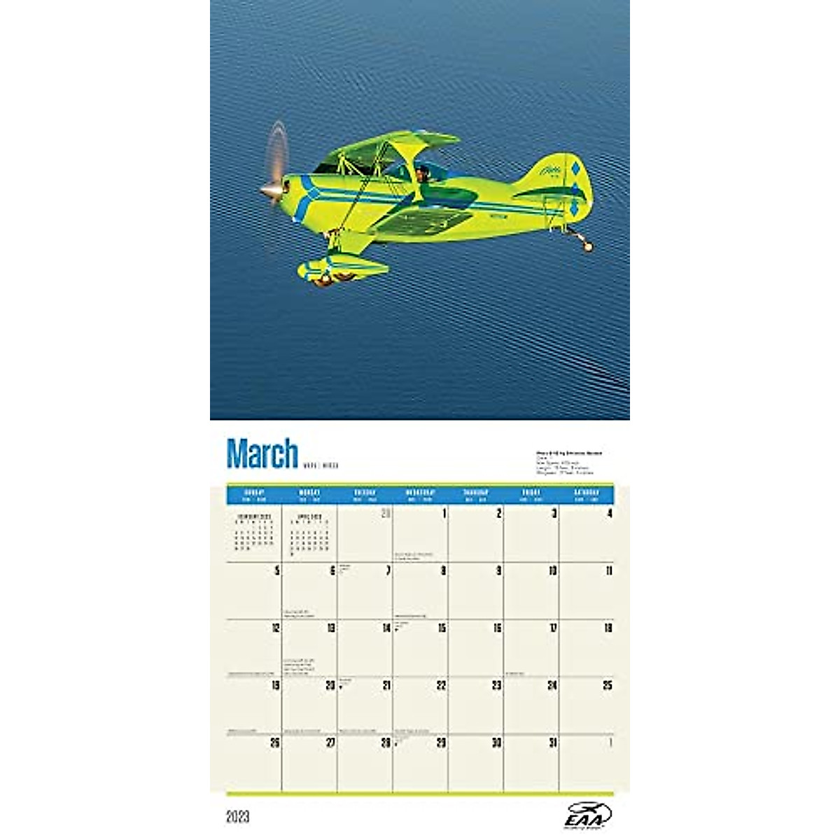 World of Flight EAA Airplanes | 2023 12 x 24 Inch Monthly Square Wall Calendar | BrownTrout | Aircraft Pilot Flying